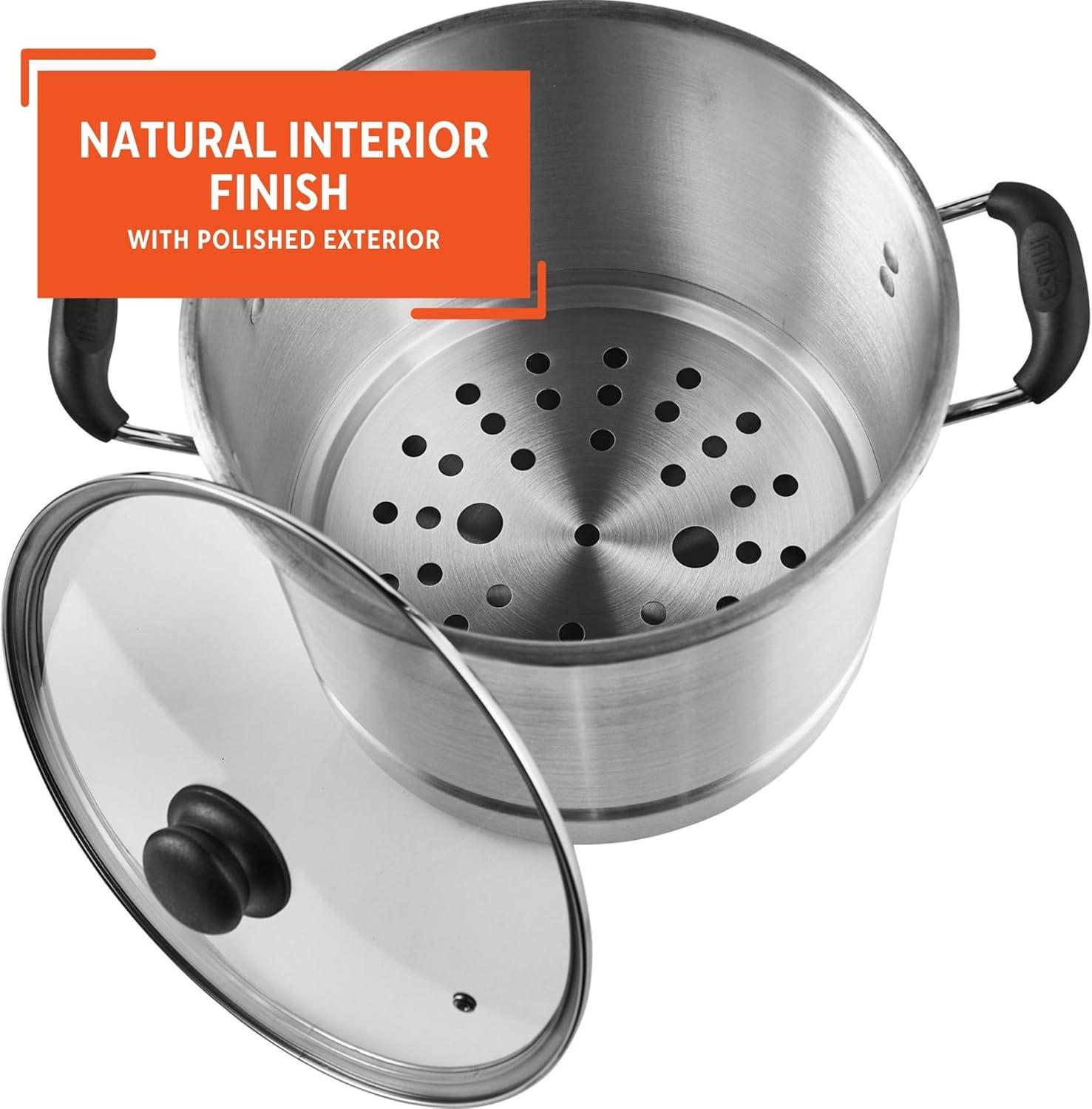 IMUSA USA Aluminum Steamer with Glass Lid 24-Quart, Silver - IMUSA ...