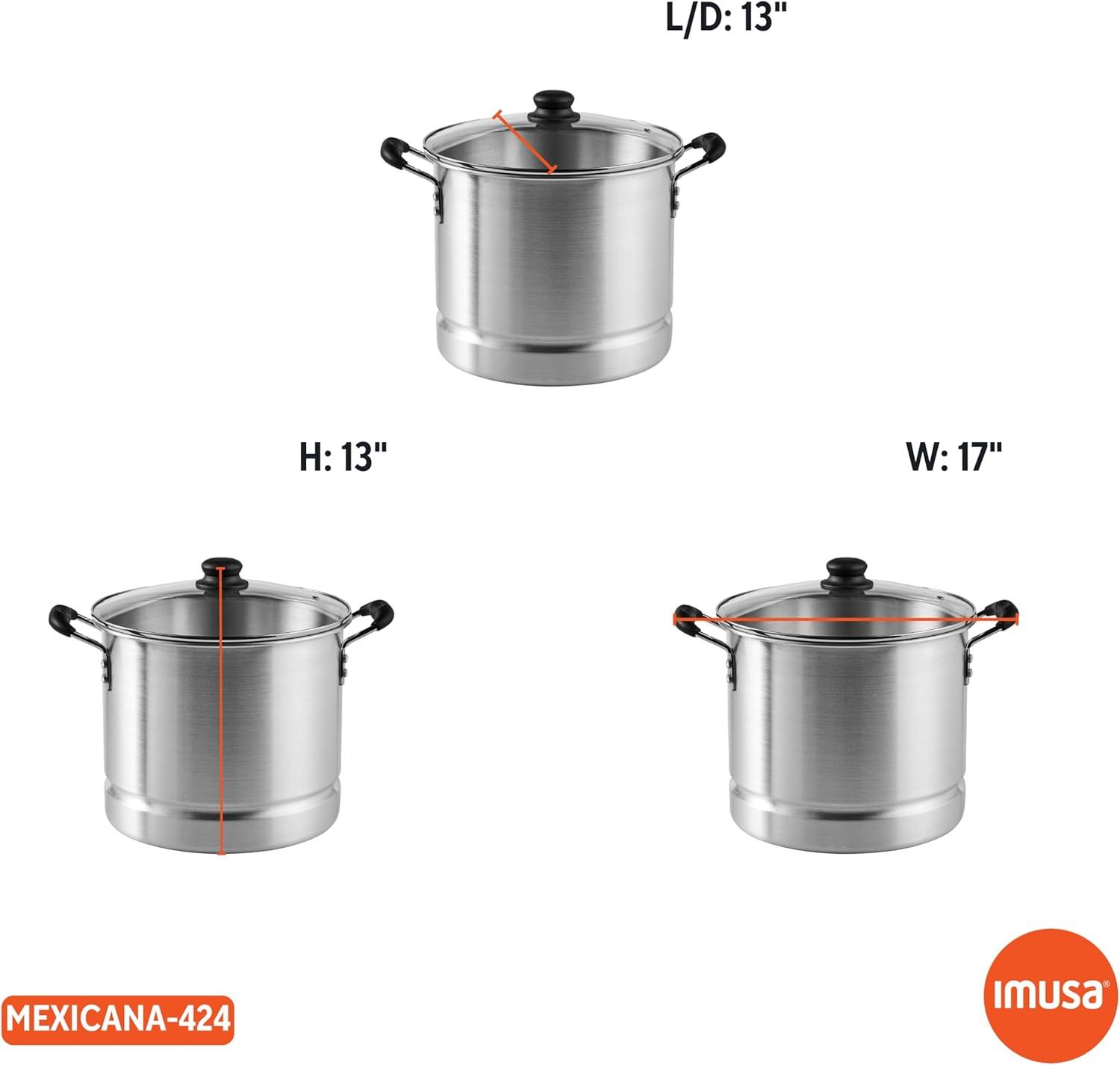 IMUSA USA Aluminum Steamer with Glass Lid 24-Quart, Silver - IMUSA ...