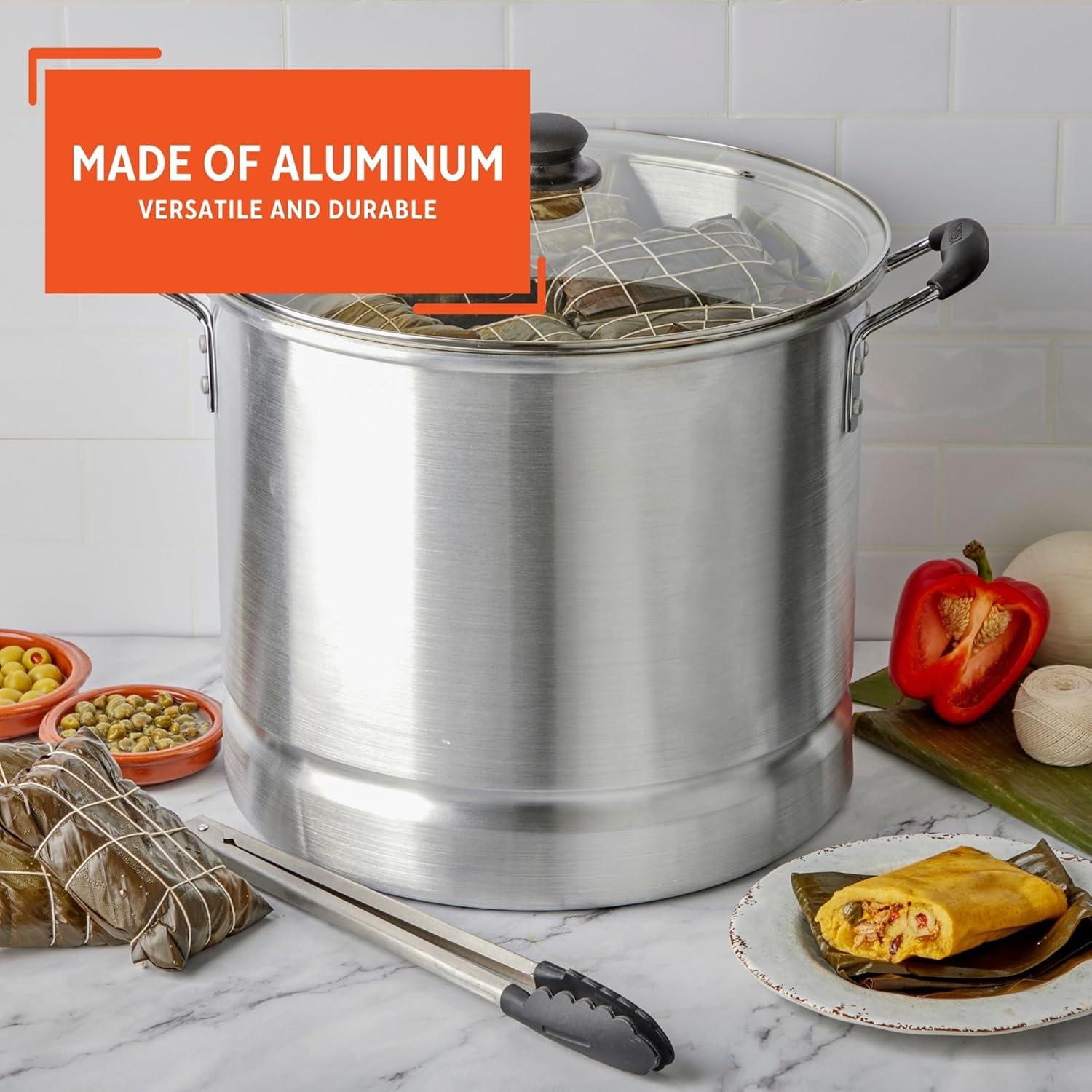 IMUSA USA Aluminum Steamer with Glass Lid 24-Quart, Silver - IMUSA ...